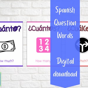 Spanish Question Words Printable Poster Set Spanish Classroom Decor PDF ...