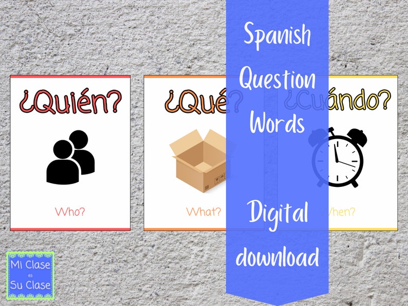 Spanish Question Words Printable Poster Set Spanish - Etsy