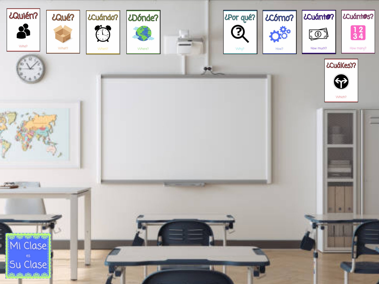 Spanish Question Words Printable Poster Set Spanish Classroom Decor PDF ...