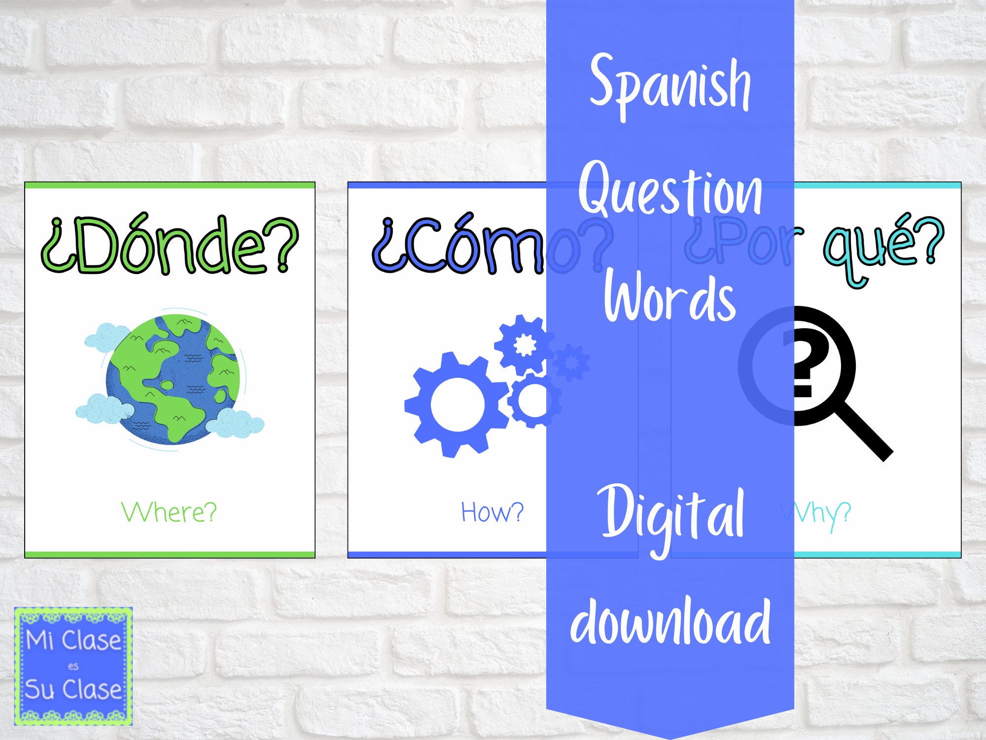Spanish Question Words Printable Poster Set Spanish Classroom Decor PDF ...