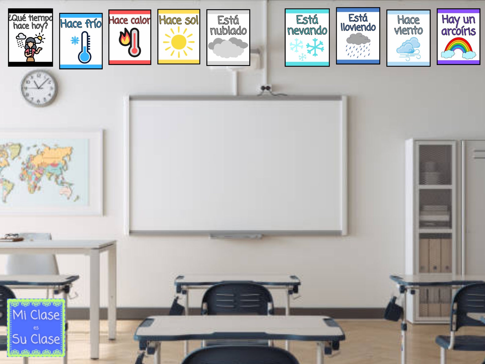 Spanish Weather Printable Poster Set ~ Spanish Classroom Decor ~ PDF ...