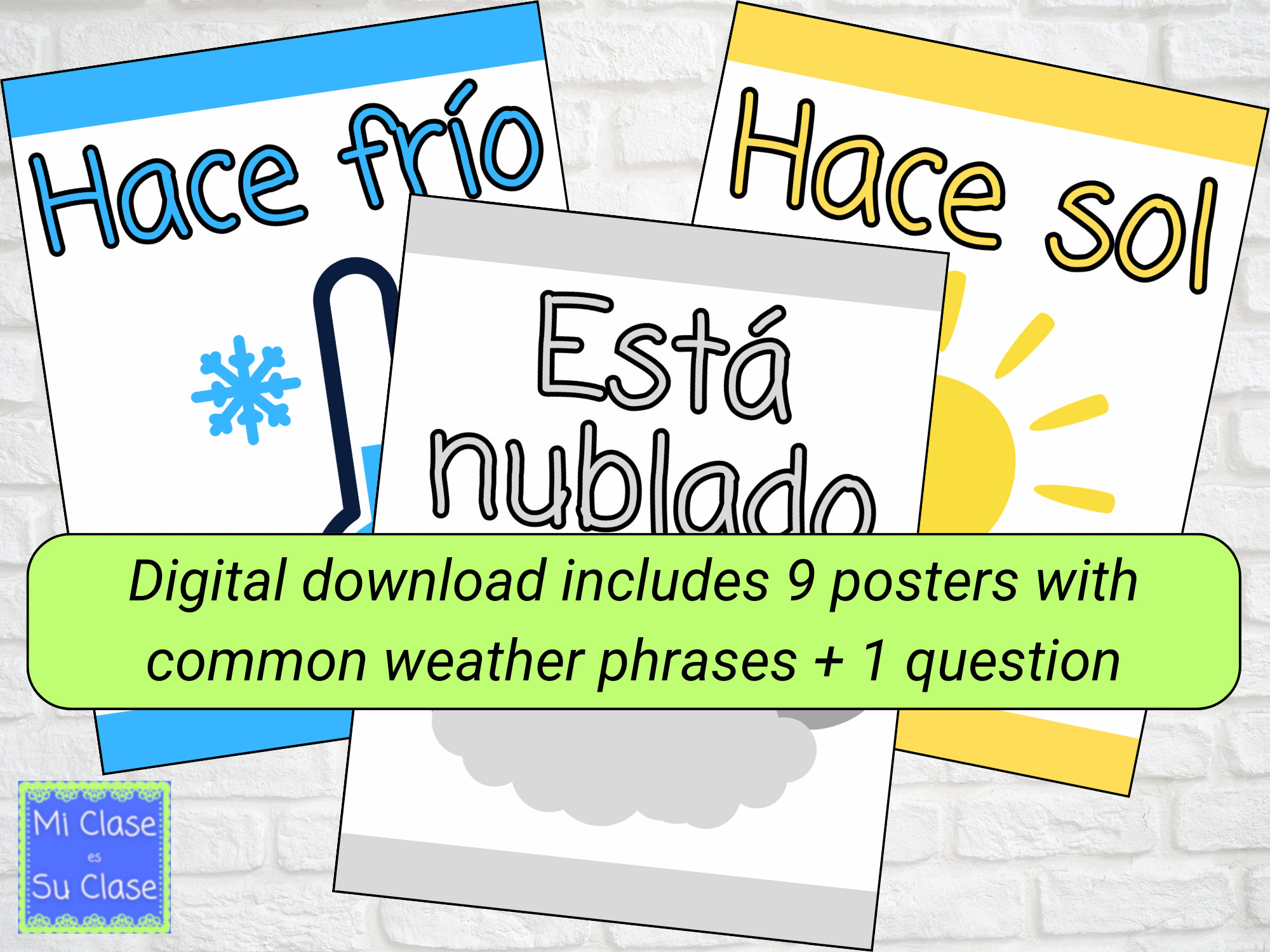 Spanish Weather Printable Poster Set ~ Spanish Classroom Decor ~ PDF ...