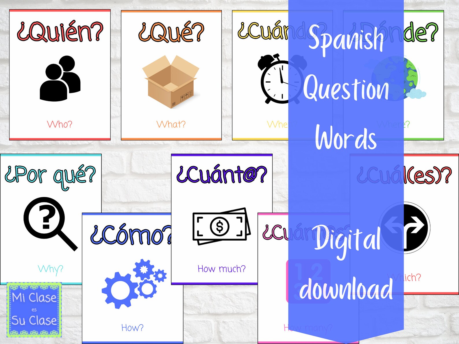 Spanish Question Words Printable Poster Set Spanish Classroom Decor PDF ...
