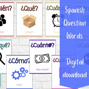 Spanish Question Words Printable Poster Set Spanish Classroom Decor PDF ...