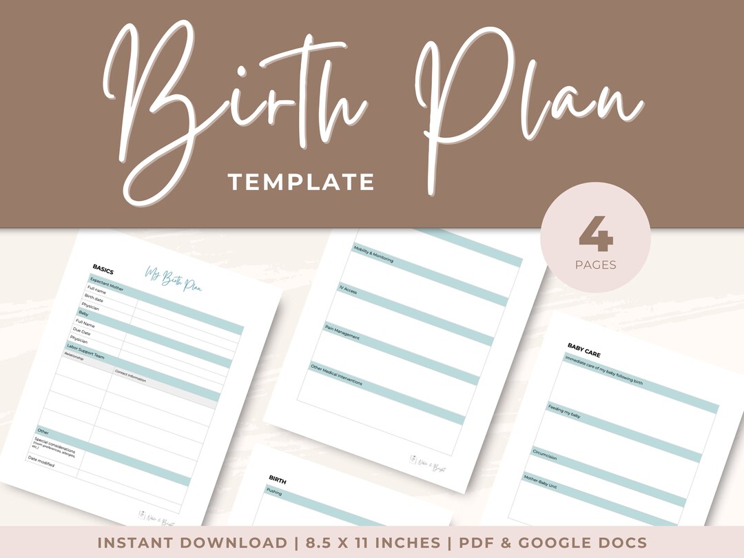 Birth Plan Template, Printable Birth Plan, New Mom Printable, Google ...