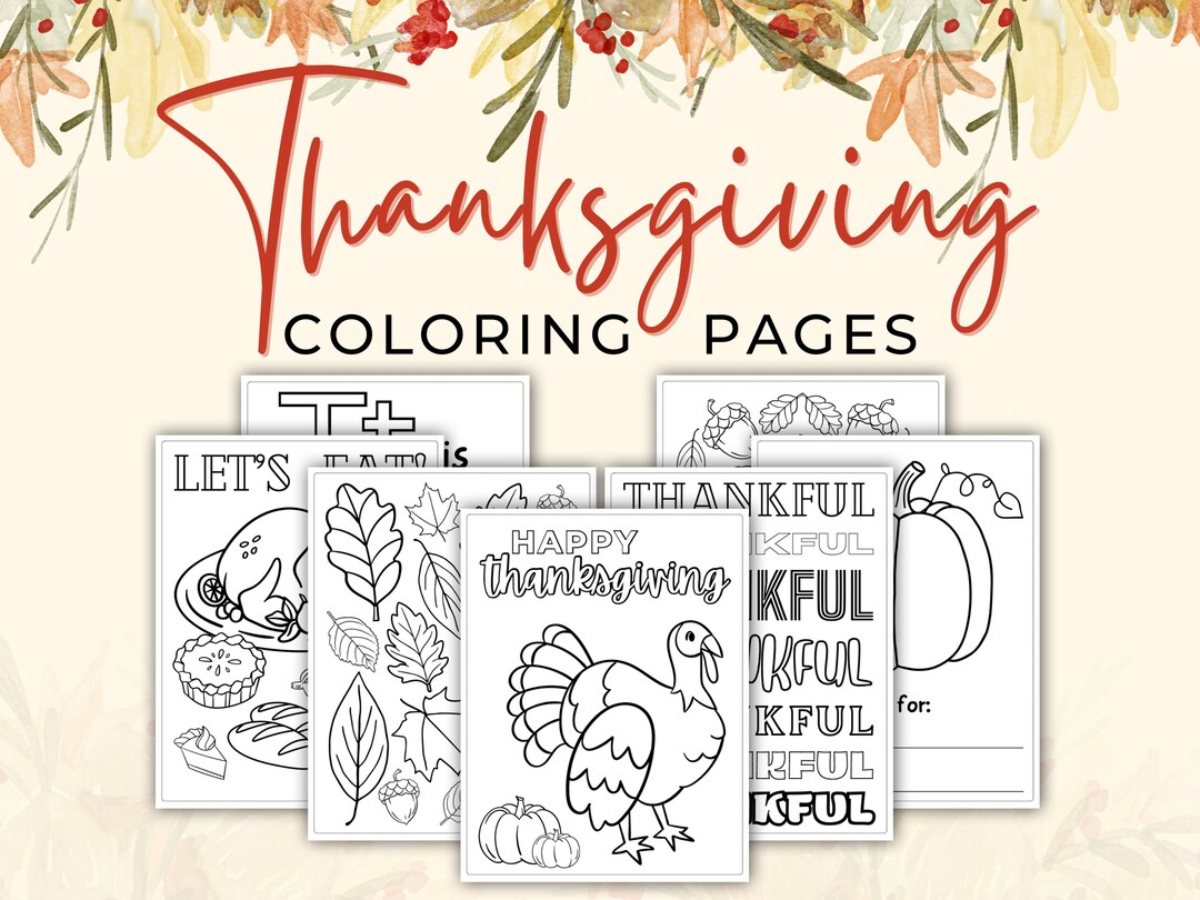 Thanksgiving Coloring Pages Fall Coloring Pages Thanksgiving - Etsy