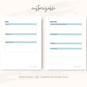 Birth Plan Template, Printable Birth Plan, New Mom Printable, Google ...