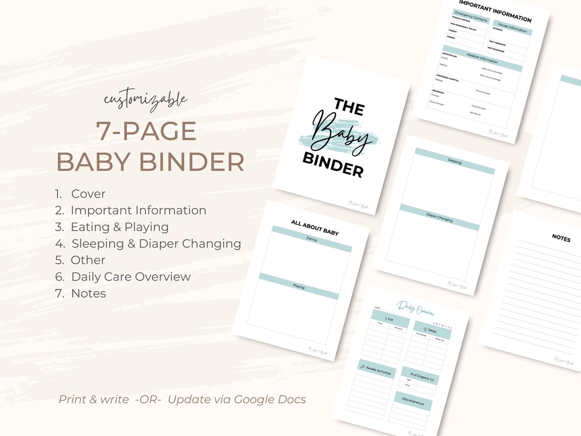 Baby Planner Printable, Baby Binder Template, Newborn Tracker, Nanny ...