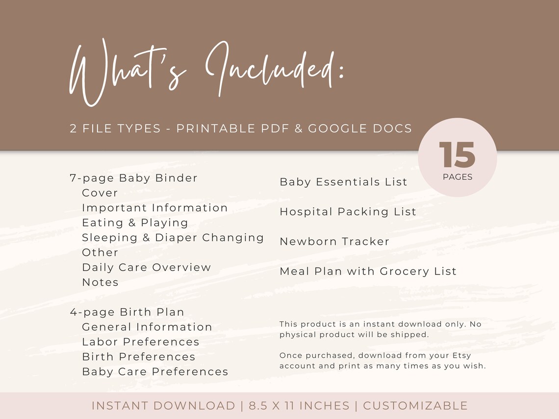 Baby Planner Printable, Baby Binder Template, Newborn Tracker, Nanny ...