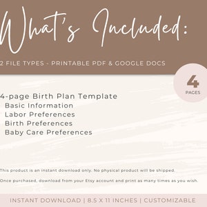 Birth Plan Template, Printable Birth Plan, New Mom Printable, Google ...