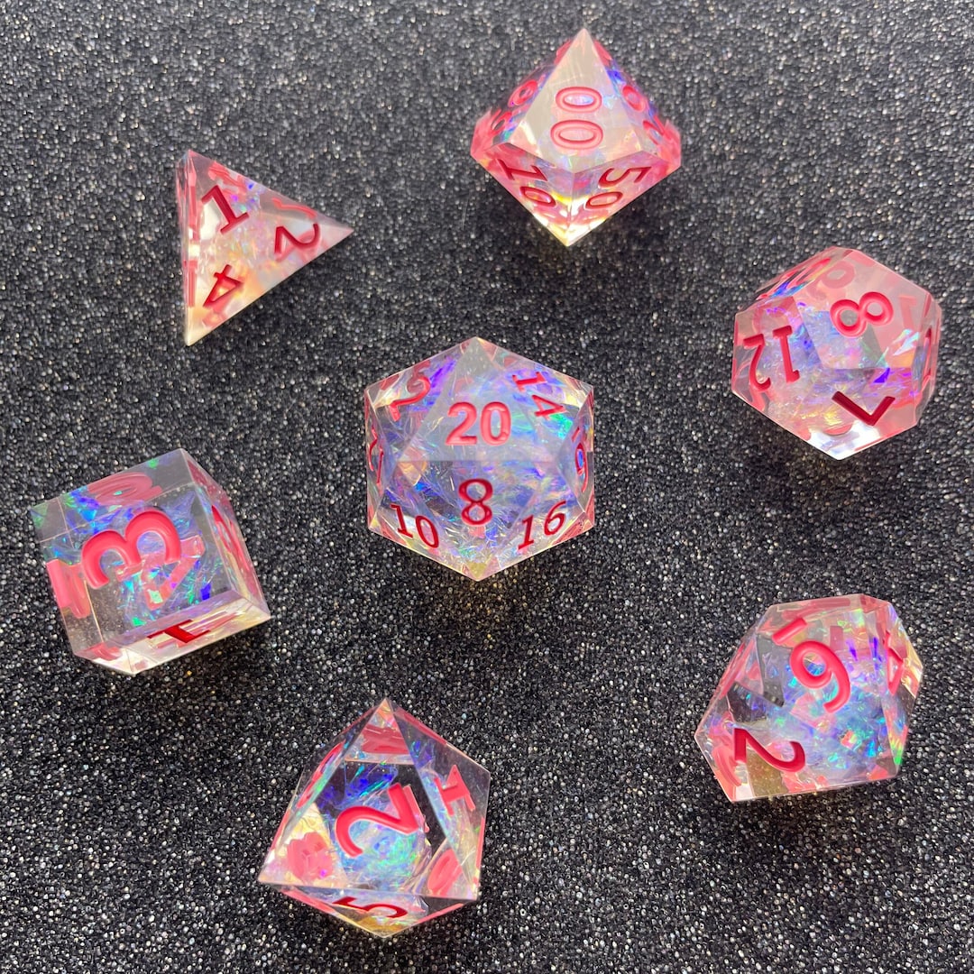 Blushing Prism Dnd Resin Dice Set, Sharp Edge Dice Dnd Dice Set ...