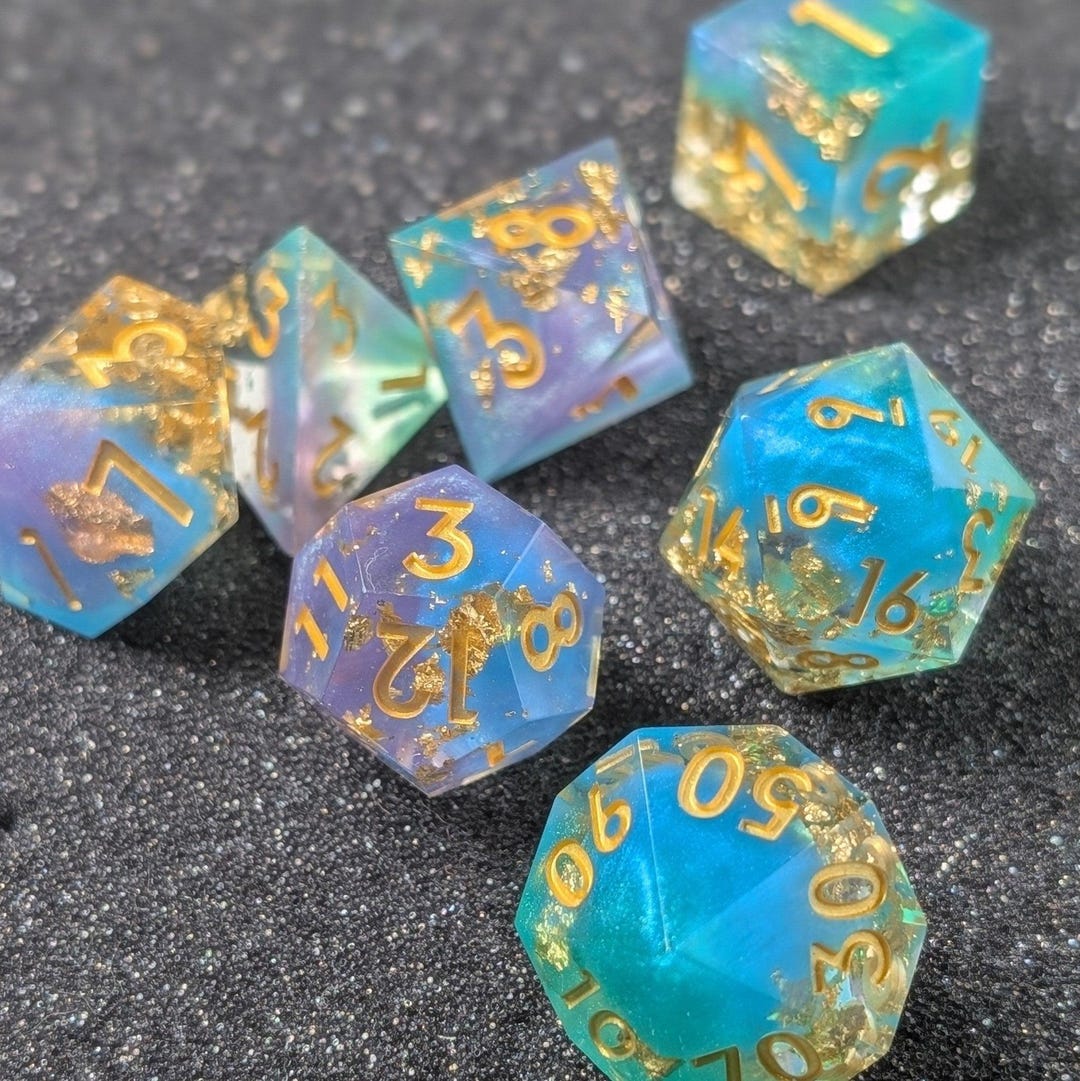 Jester's Gambit Dnd Dice Set | D&D Dice Resin Dice Set | Sharp Edge ...