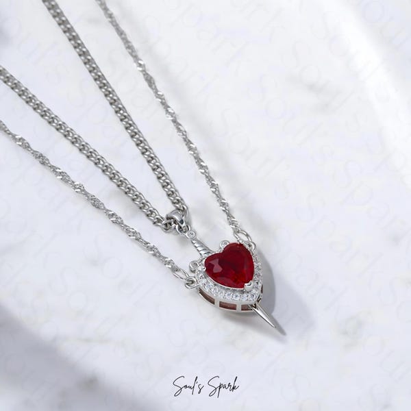 Heart and Sword Necklace - Etsy