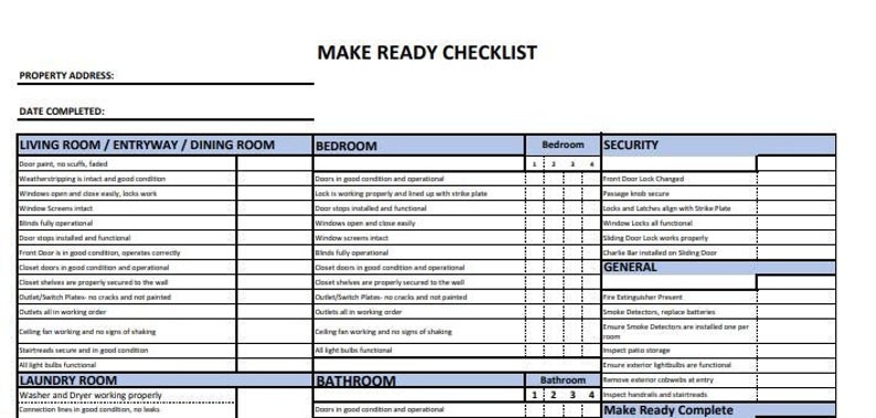 Unit Make Ready Checklist - Etsy
