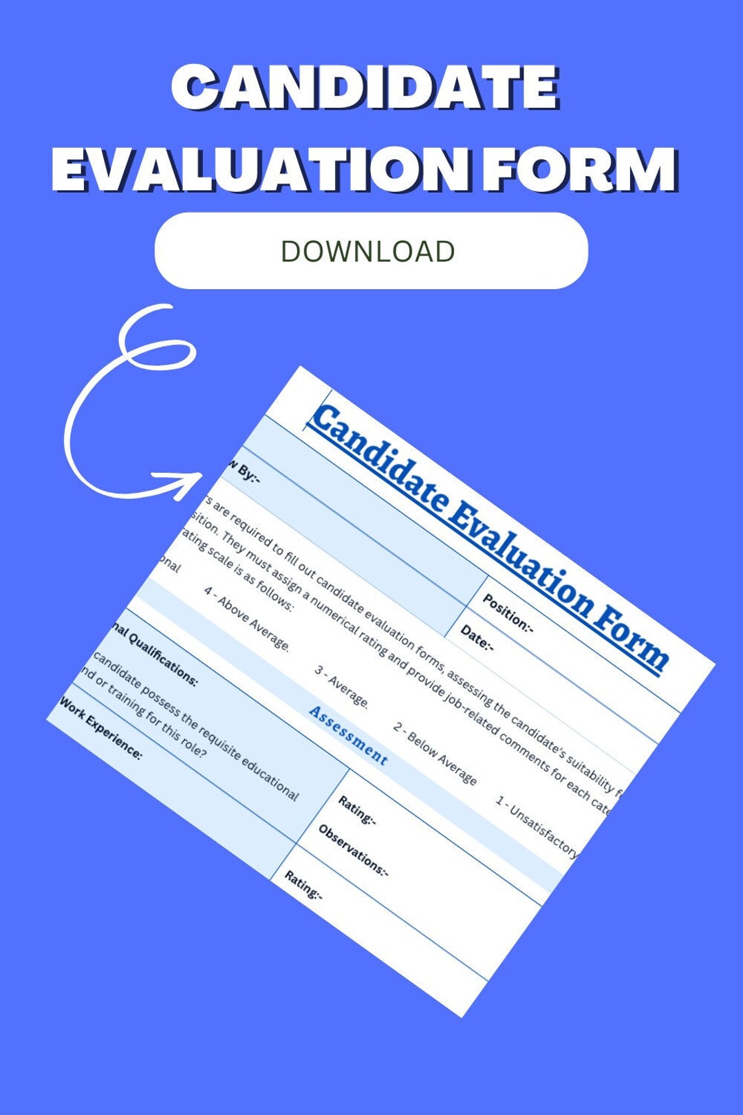 Comprehensive Candidate Evaluation Form for Team Managers: Enhancing ...