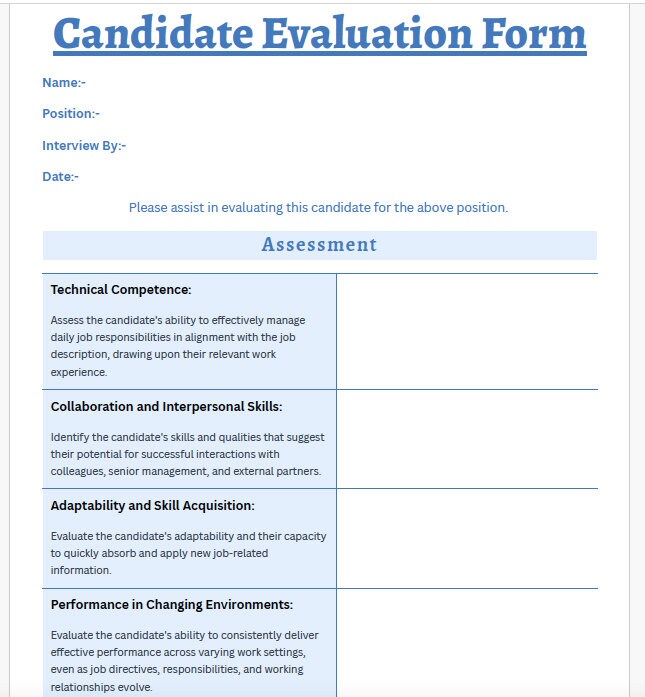 Comprehensive Candidate Evaluation Form: Enhancing Recruiter Notes and ...