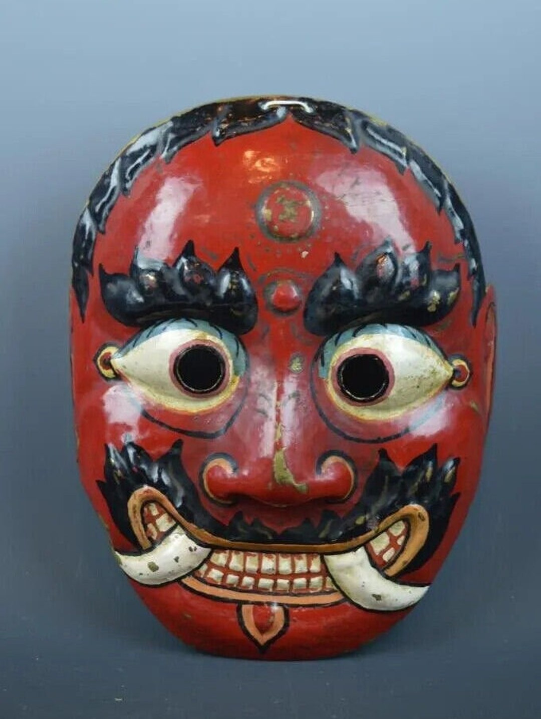 A Stunning Antique Lacquer Mask. - Etsy
