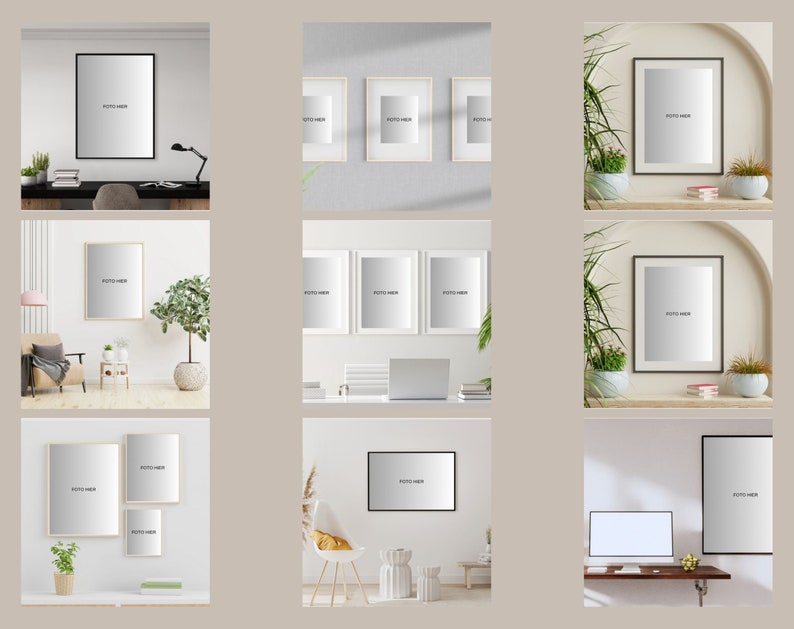 Mock up Office Bundle Neutral Background Wall Art Mock up Print Mock up ...