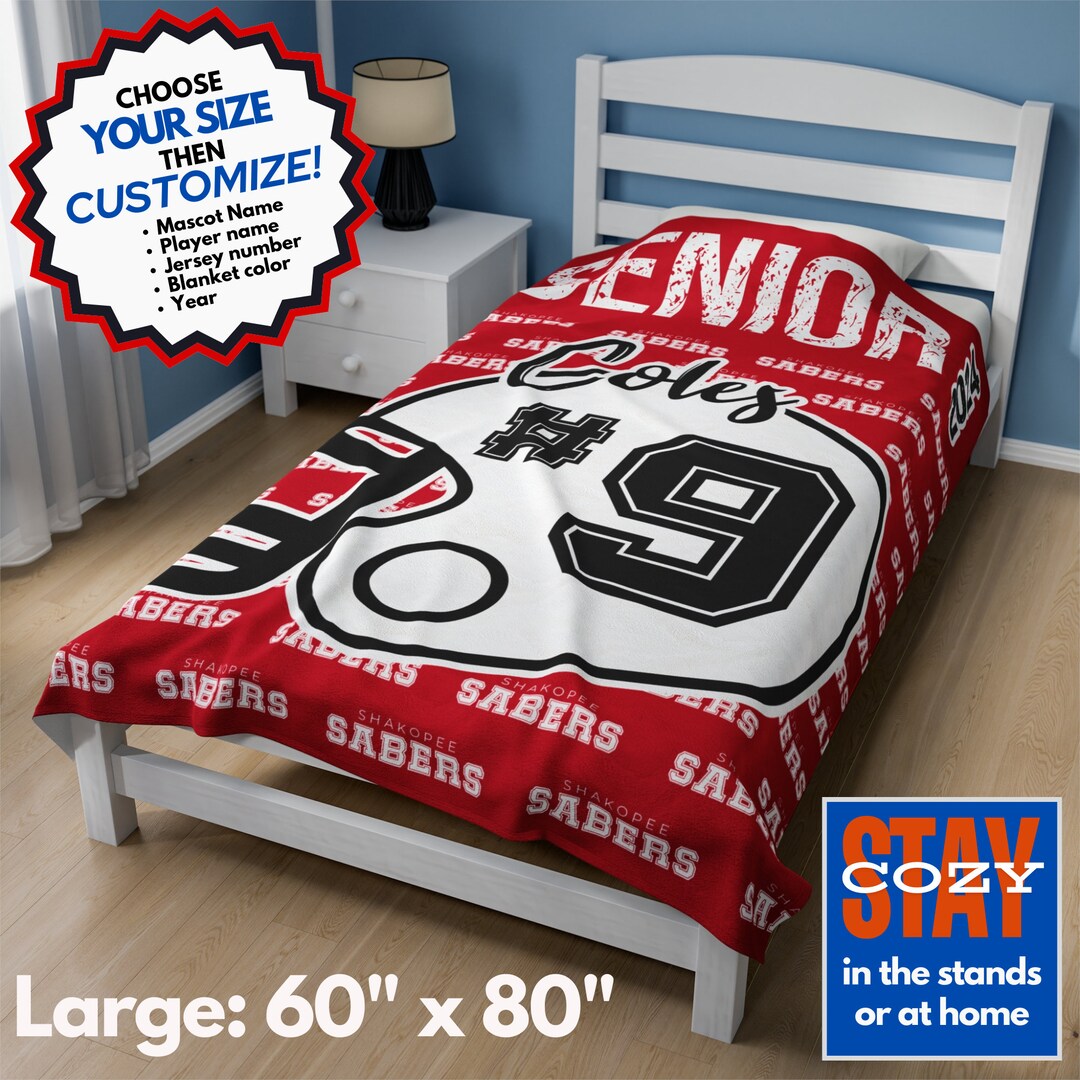 Personalized Senior Football Player Blanket - Customize With Jersey ...