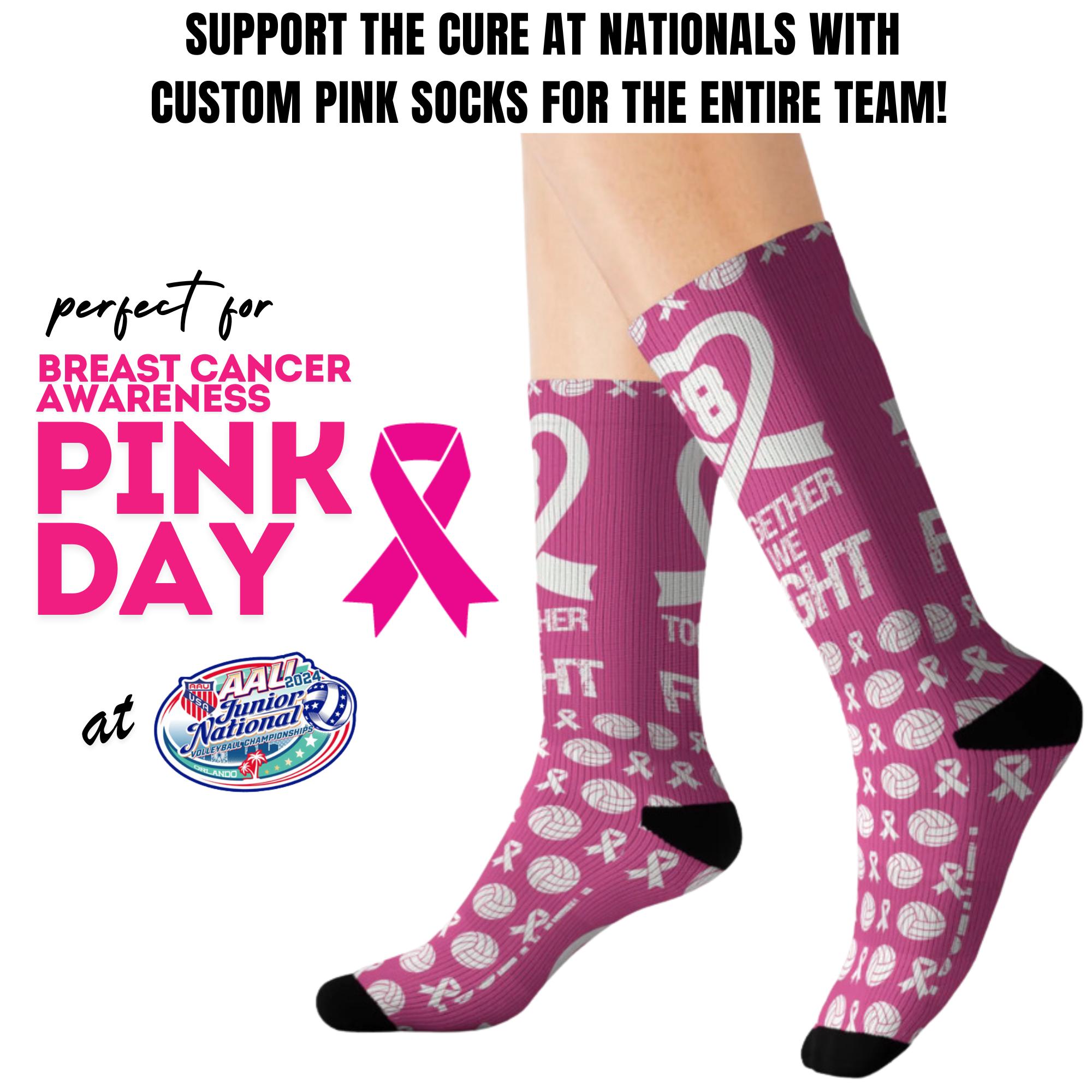 Personalized Volleyball Socks for Cancer Awareness With Jersey Number ...
