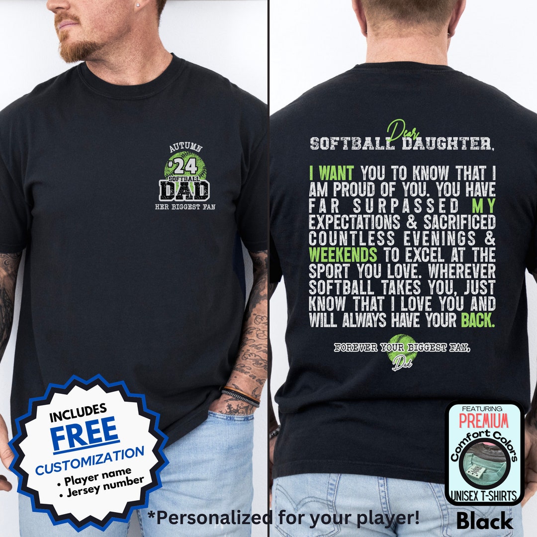 Hilarious Softball Dad Shirt, Custom Name and Number Softball Shirt, Father's Day Gift, Sports ...