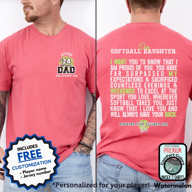 Hilarious Softball Dad Shirt, Custom Name and Number Softball Shirt, Father's Day Gift, Sports ...