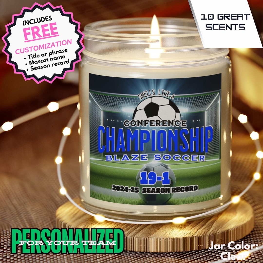 Soccer Conference Championship Candle | Personalized Team Name | Season ...