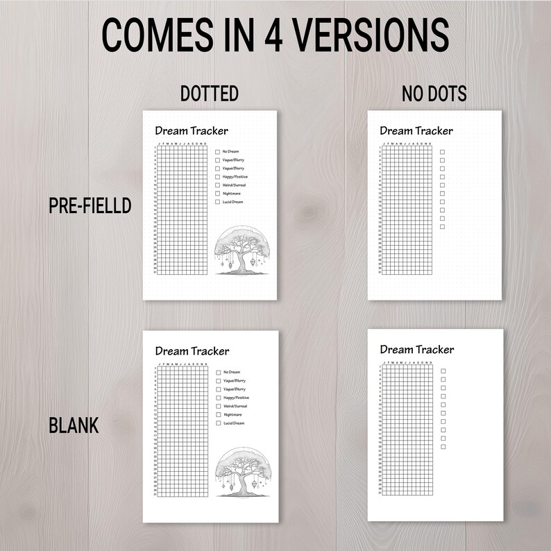 Dream Tracker Printable Journal & Planner Pages With Dream Logs ...