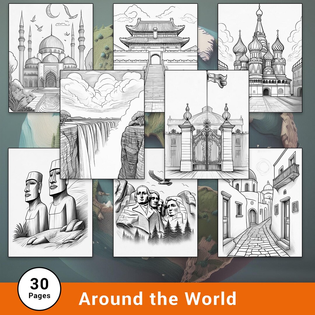 Famous Landmarks Coloring Pages: 30 Global Destinations for Kids and ...