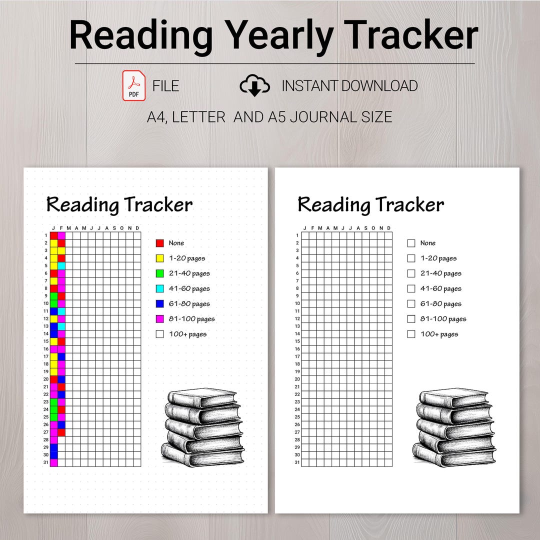 Reading Yearly Tracker, Printable Book Log and Reading Planner, Track ...