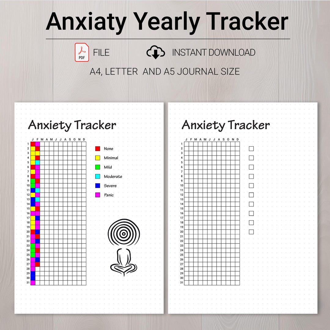 Anxiety Tracker - Printable Journal & Planner Pages With Daily Rating ...