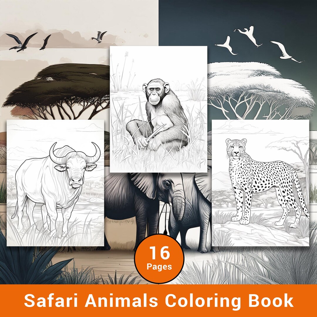 Wild Africa Animals Coloring Pages, Printable Safari Wildlife Art, 16 ...