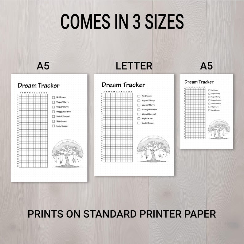 Dream Tracker - Printable Journal & Planner Pages With Dream Logs ...