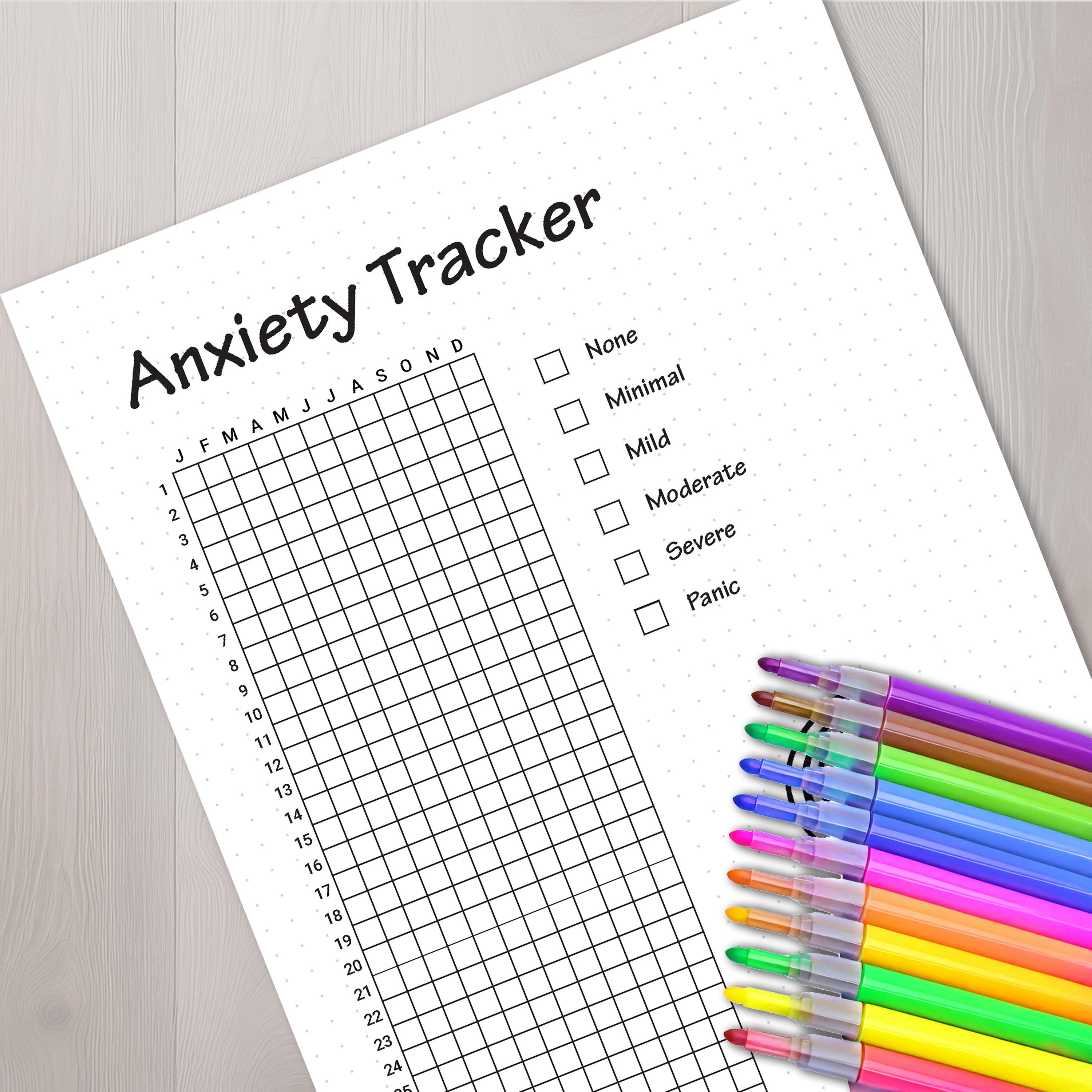 Anxiety Tracker - Printable Journal & Planner Pages With Daily Rating ...