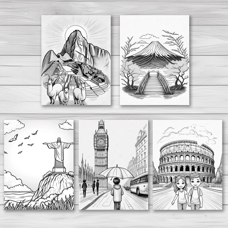 Famous Landmarks Coloring Pages: 30 Global Destinations for Kids and ...