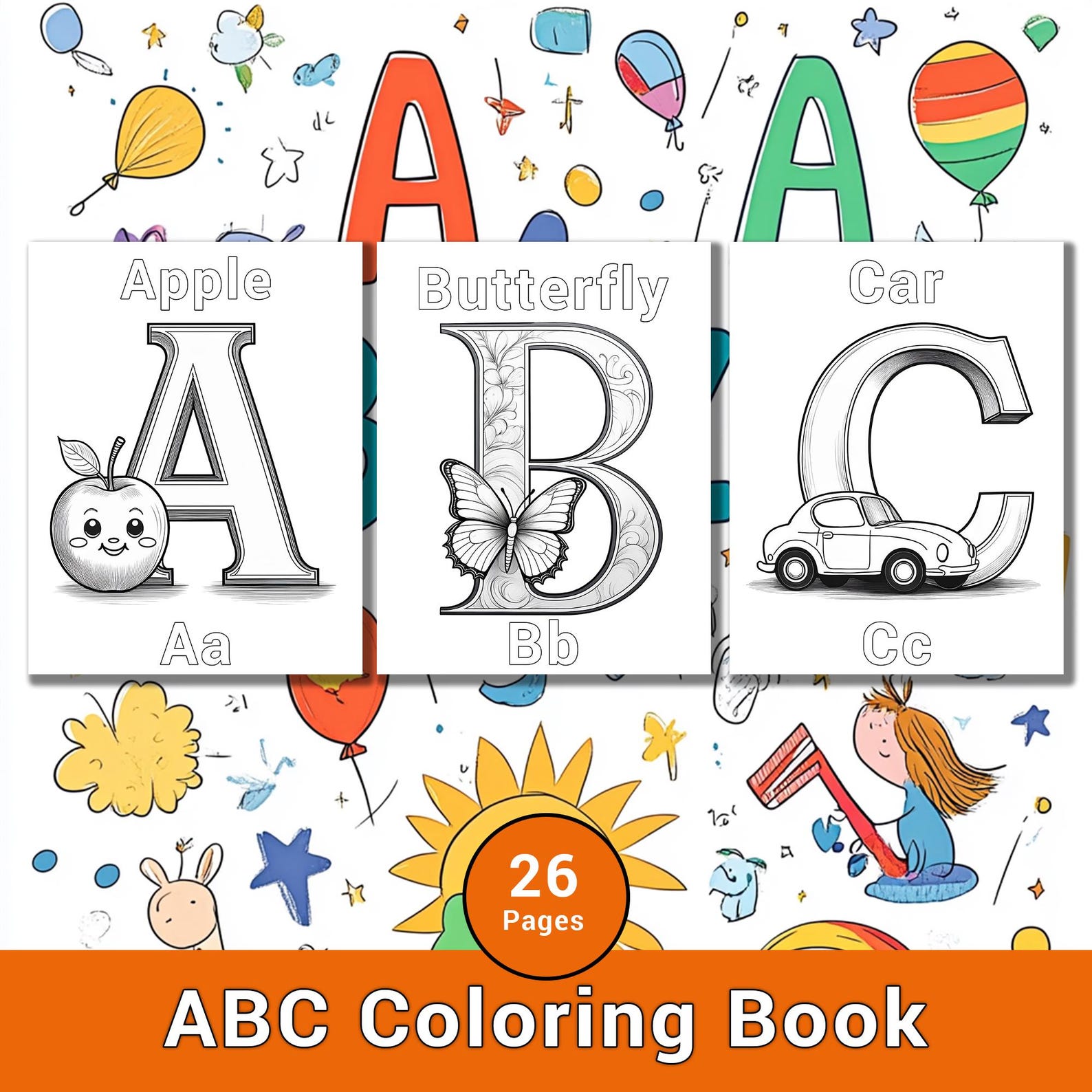 Alphabet Coloring Book for Kids: A-Z Letters With Fun Illustrations ...