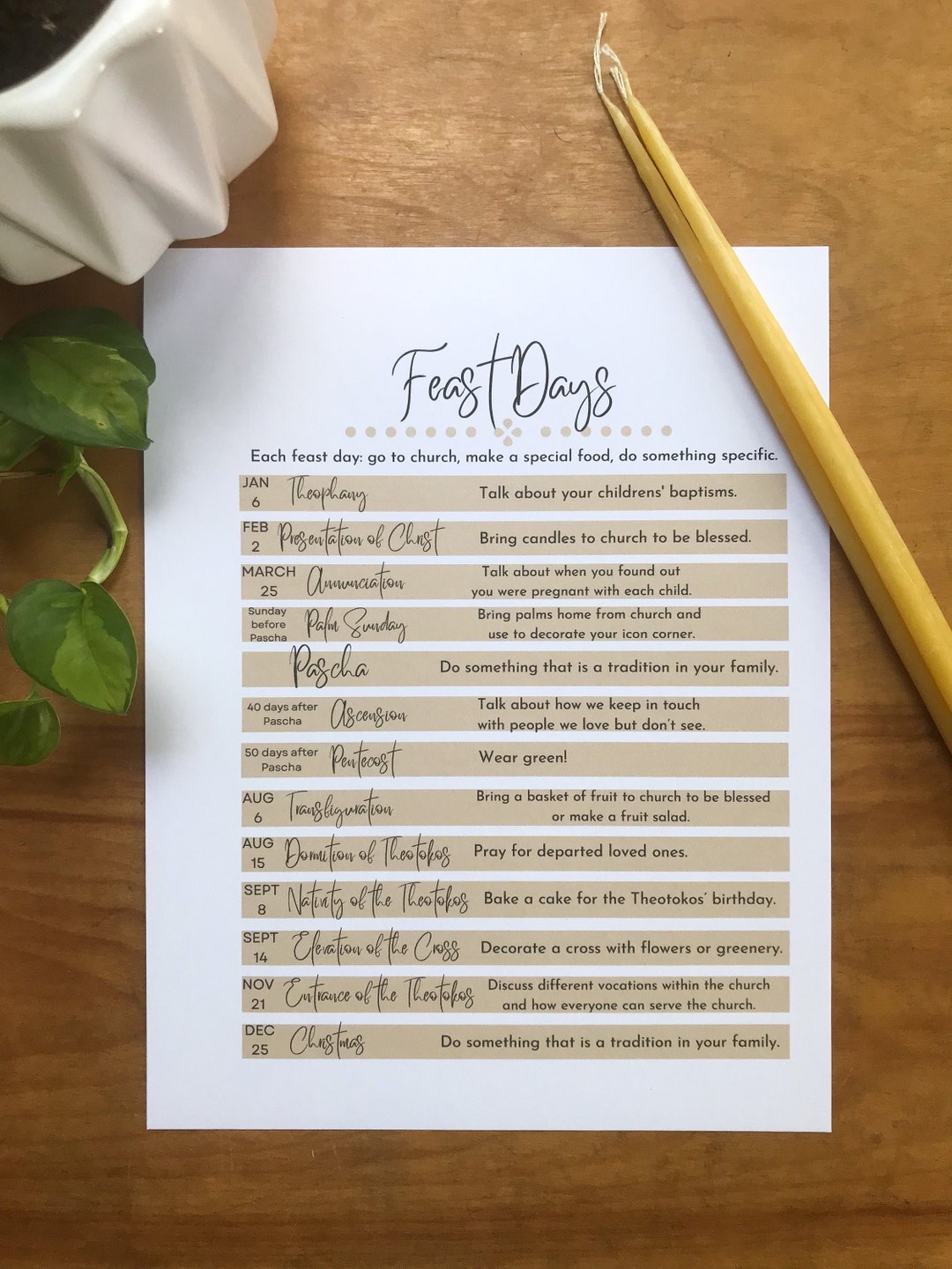 Orthodox Christian Feast Days Printable - Etsy