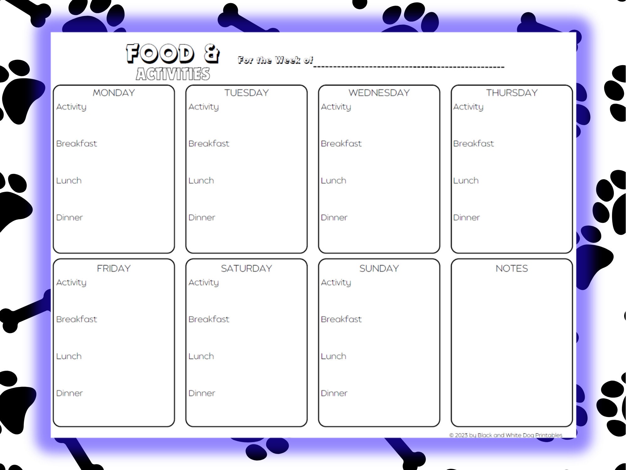 Weekly Meal Planner | Printable | Breakfast | Lunch | Dinner | Daily ...