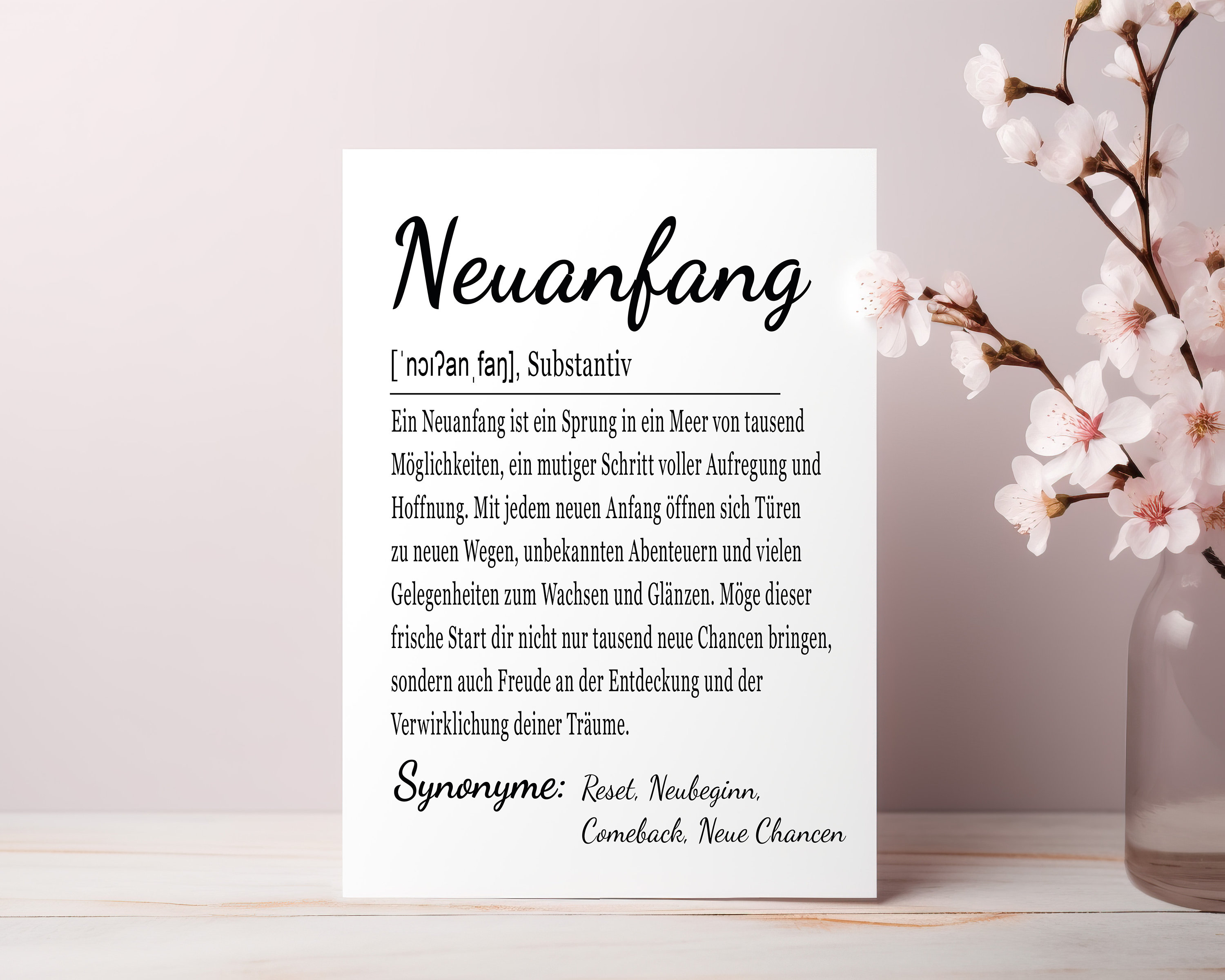 Neuanfang Karte mit Umschlag und Schlüsselanhänger beidseitig graviert ...
