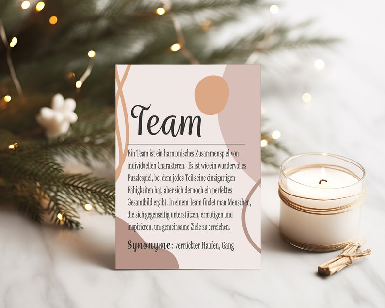 Team Karten Boho (Din A6), Kollegen Karte, Kollegin, Weihnachtskarten ...