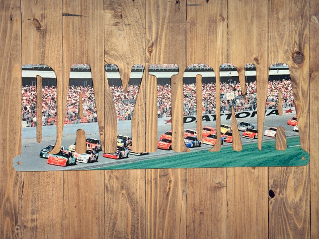 Daytona Speedway NASCAR Auto Racing Text Metal Sign - 90's Vintage ...
