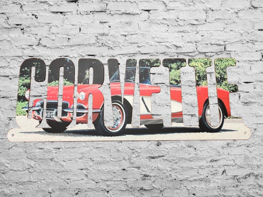 Chevrolet Corvette Convertible Racing Motorsports Text Photo Metal Sign ...