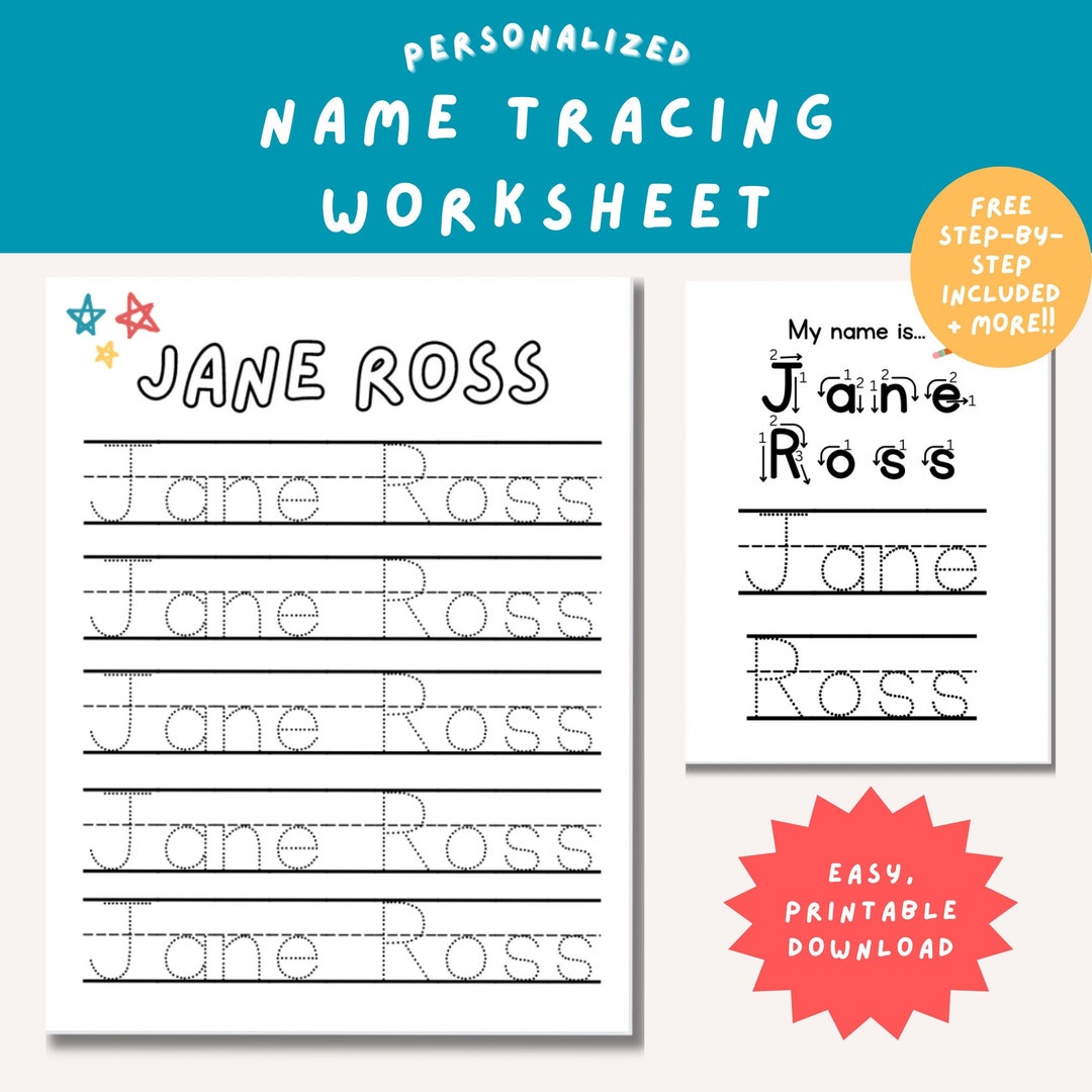 Personalized Name Tracing Worksheet Kids Printables PDF - Etsy