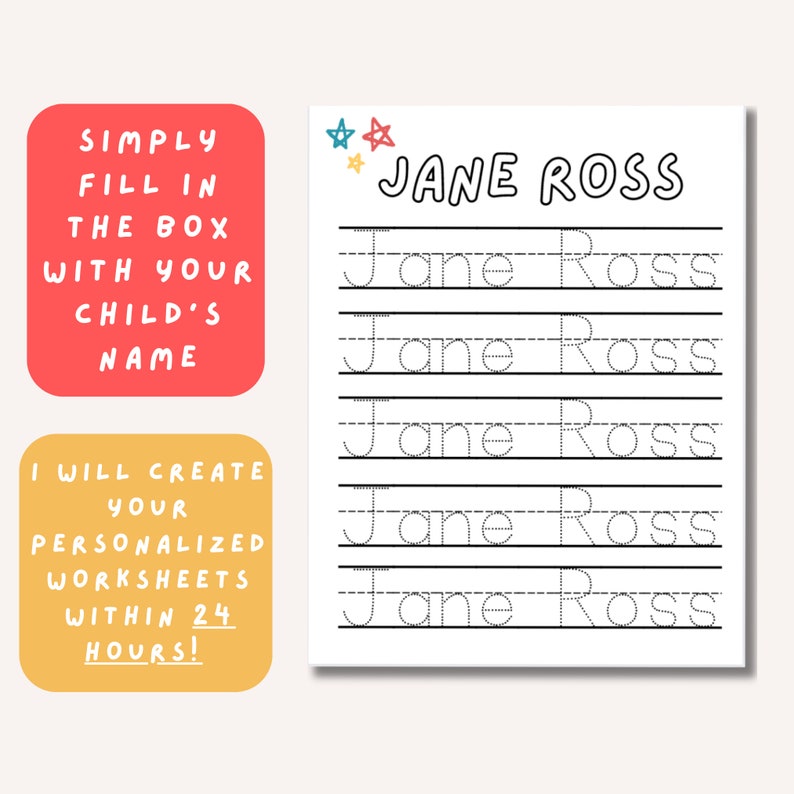 Personalized Name Tracing Worksheet Kids Printables PDF - Etsy