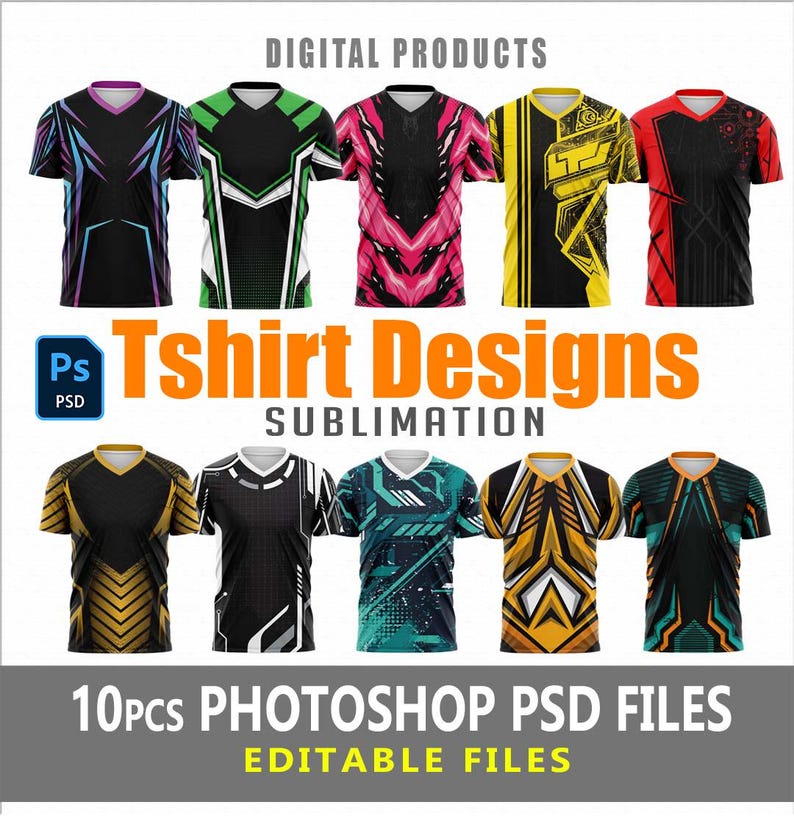 Sublimation T-shirt Design Bundle | Editable Sportswear PSD Template - Etsy