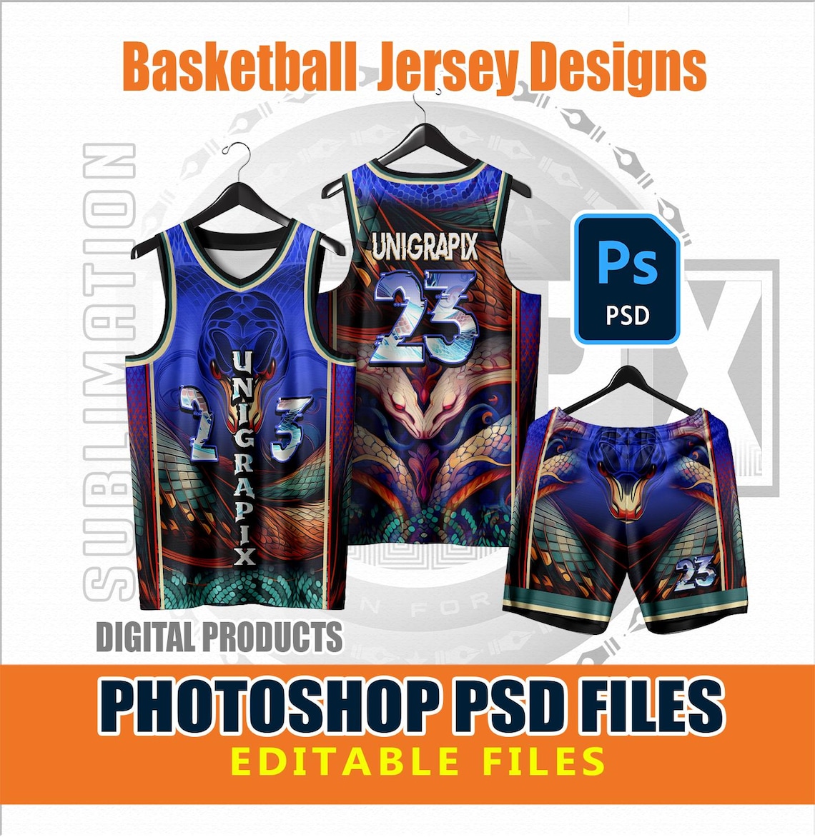 Sublimation Basketball Jersey Design: Fully Editable PSD (digital ...