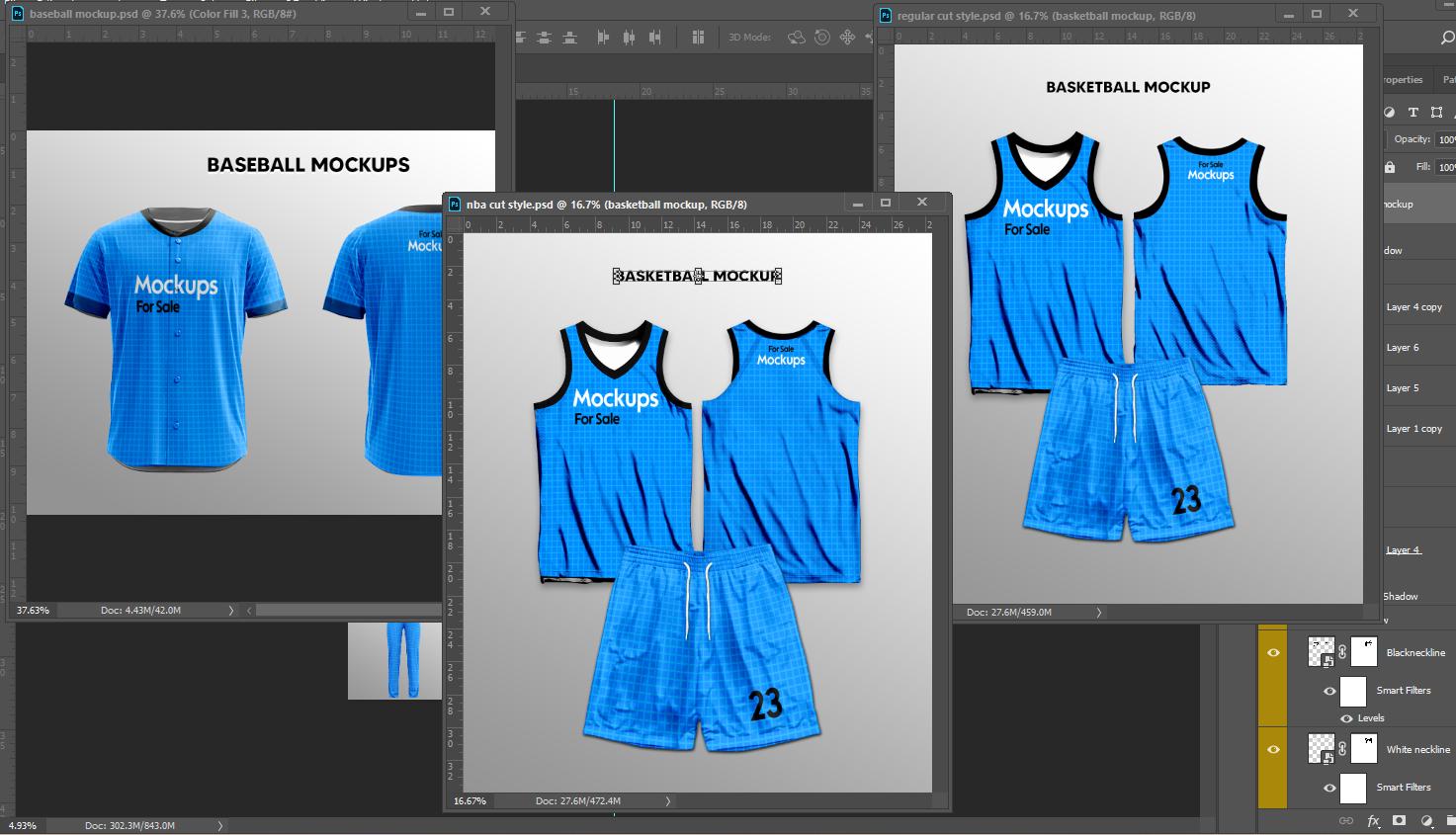Jersey Design Mockup Bundle: Full Sublimation Basketball Uniform (PSD ...