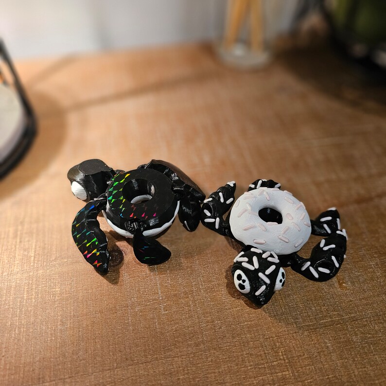 Donut Turtle Fidget Toy 3D Printed Articulating Desk Pet for Stress Relief Fun Creative Office ...