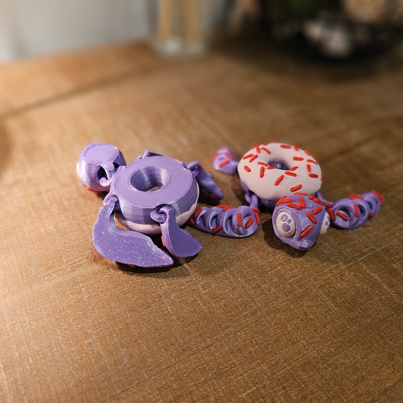 Donut Turtle Fidget Toy 3D Printed Articulating Desk Pet for Stress ...