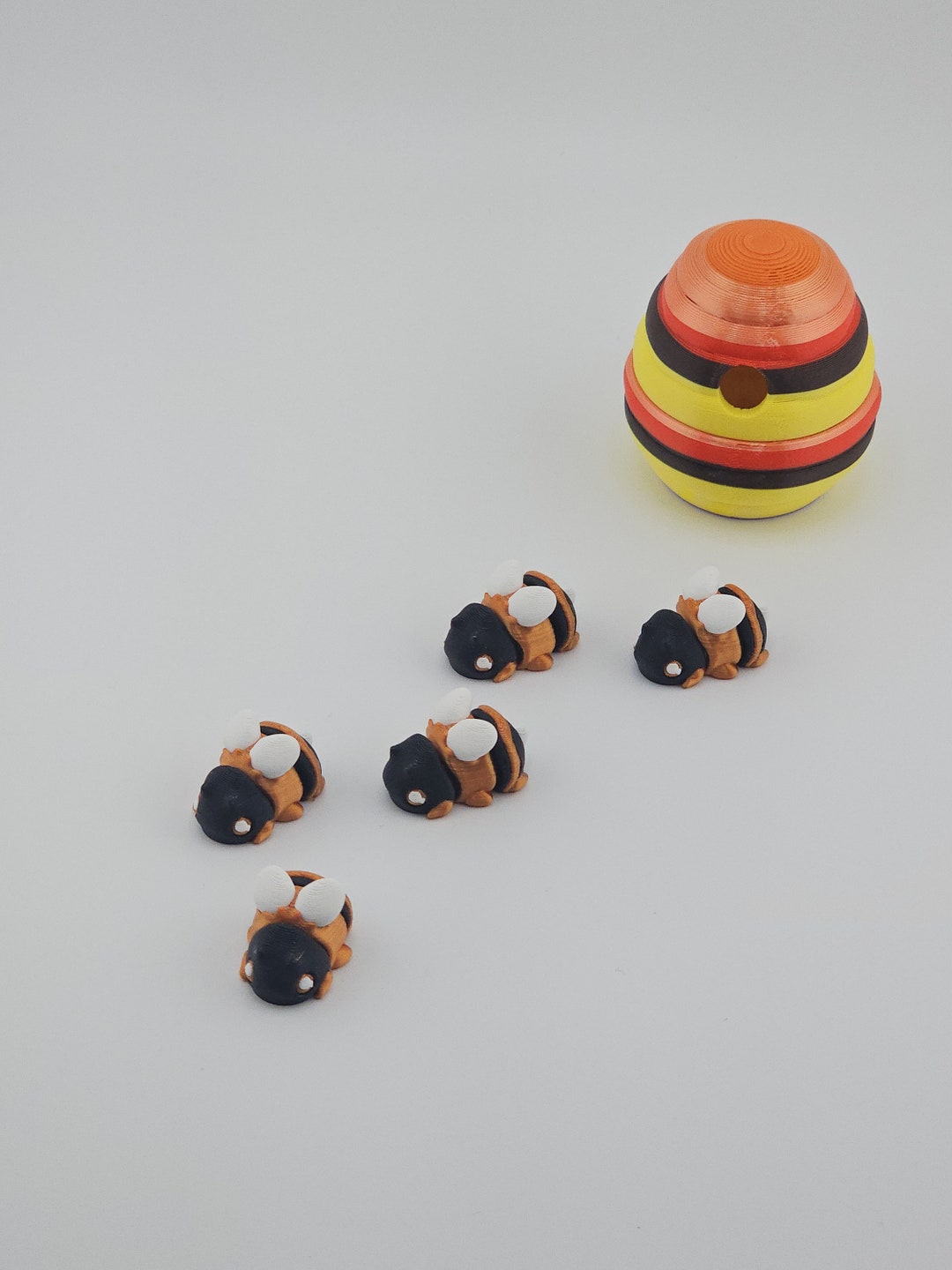 Cute Beehive Storage & Five Bees Container - 3D Printed Colorful Desk ...